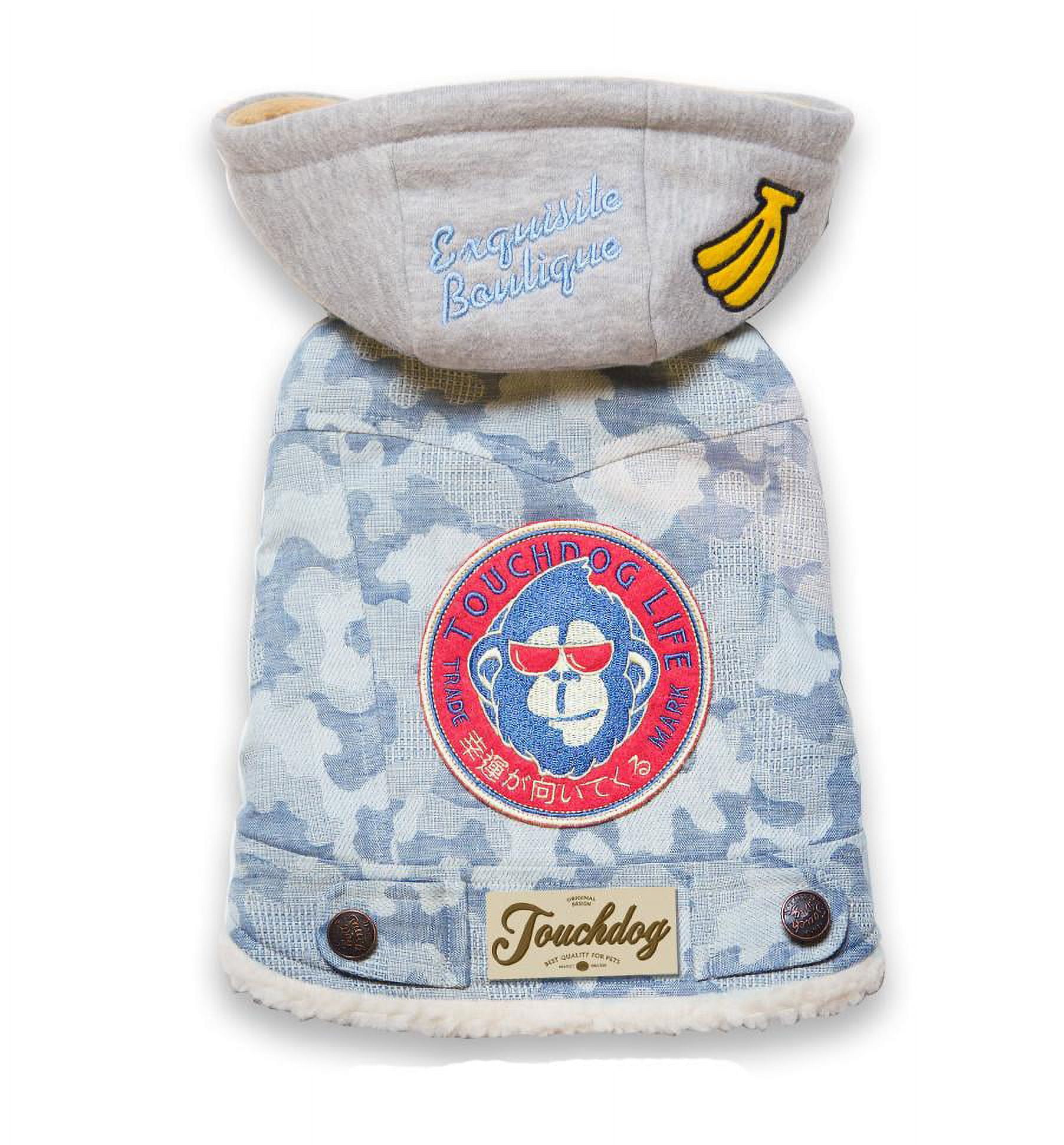 TouchdogOutlaw Designer Embellished Retro-Denim Pet Dog Hooded Jacket ...