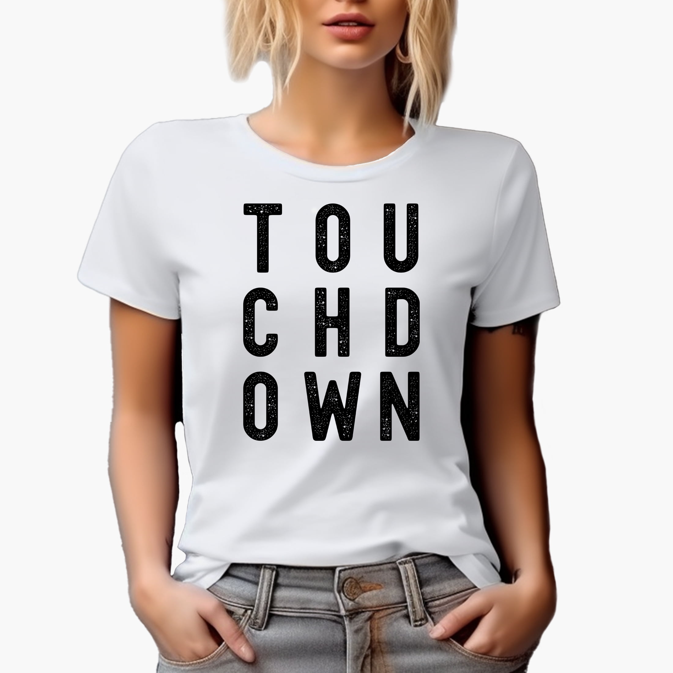 Touchdown, Football Sports Themed Merch Gift, White T-Shirt, XL ...