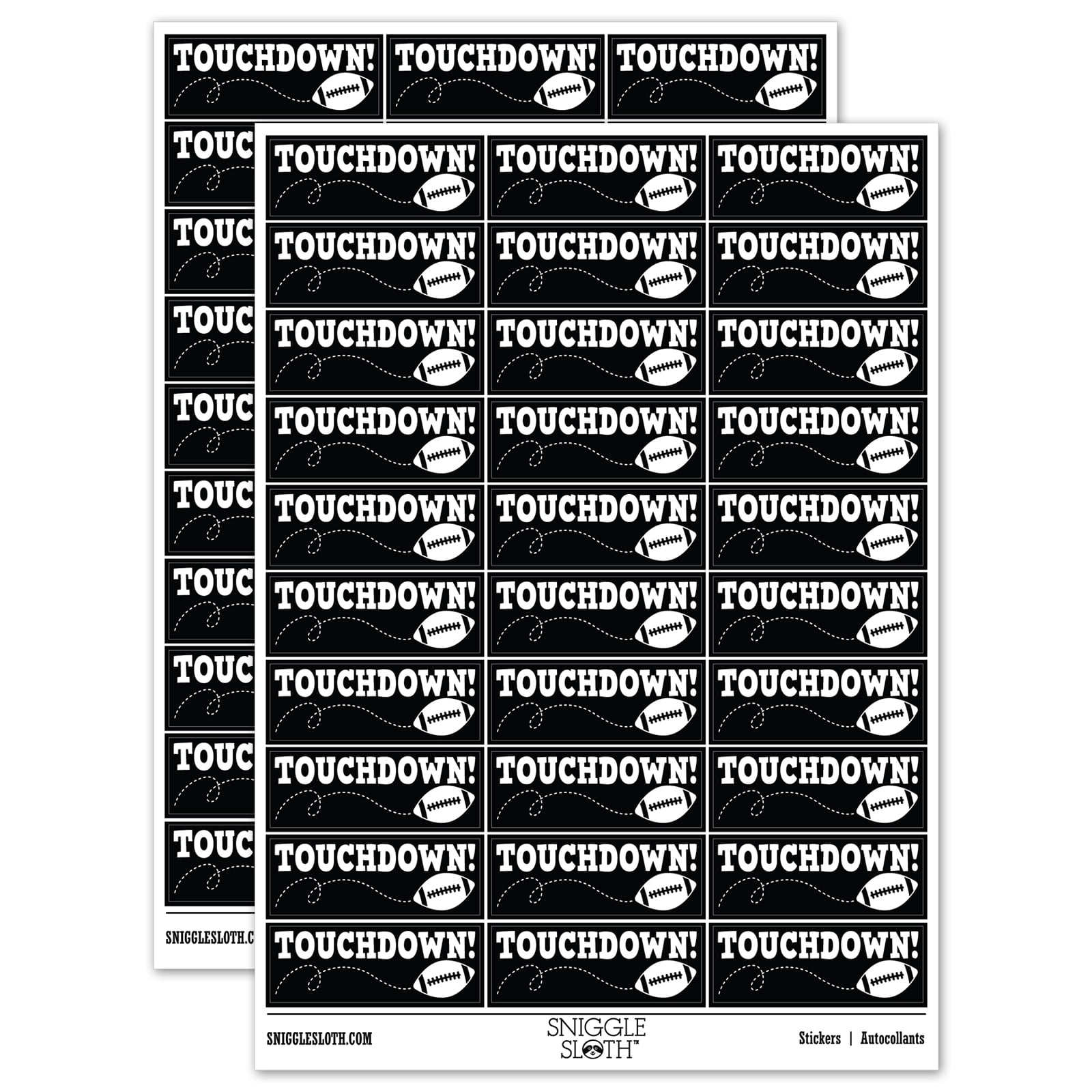 Touchdown Football Teacher Student School Sticker Set - Black - Gloss ...