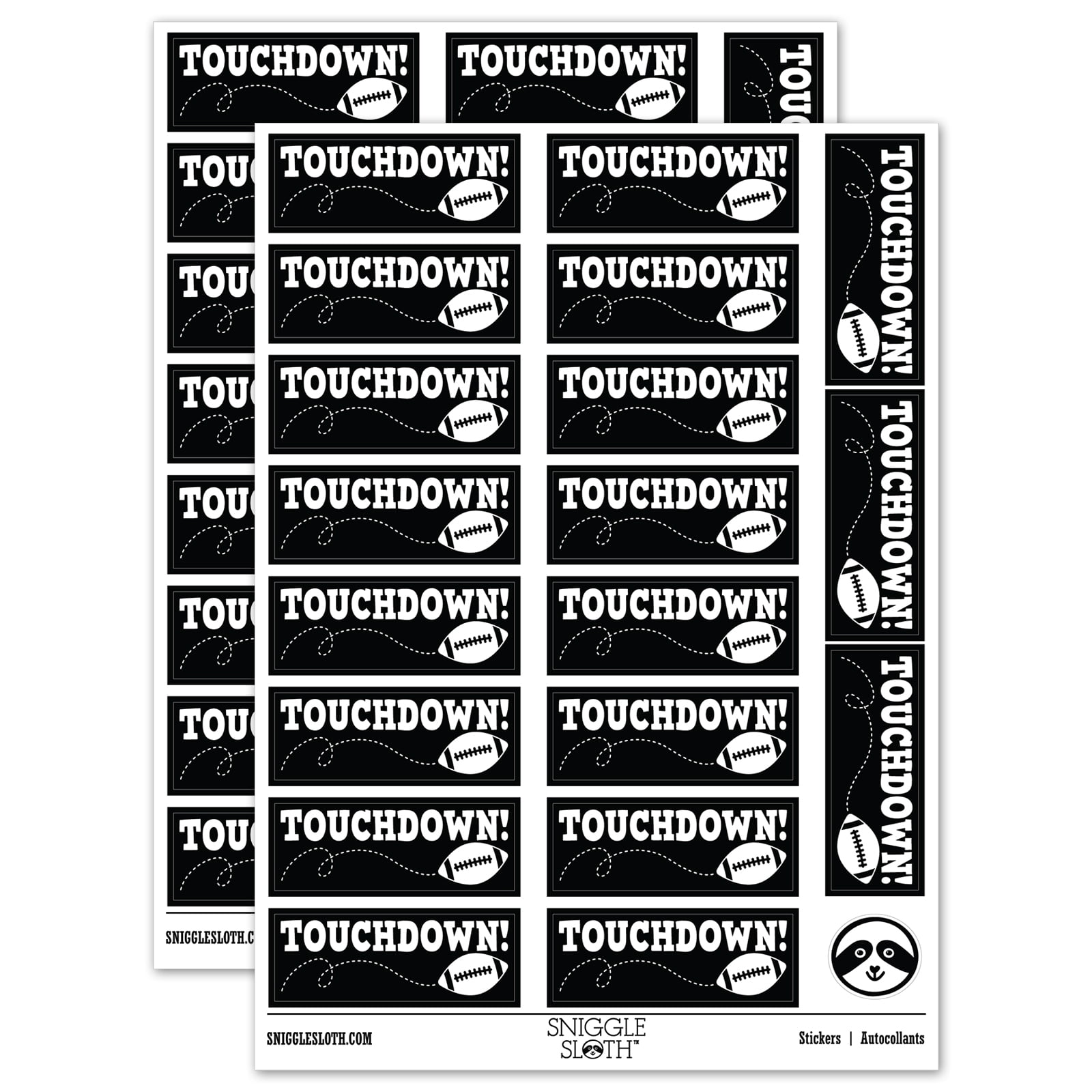 Touchdown Football Teacher Student School Sticker Set - Black - Matte ...