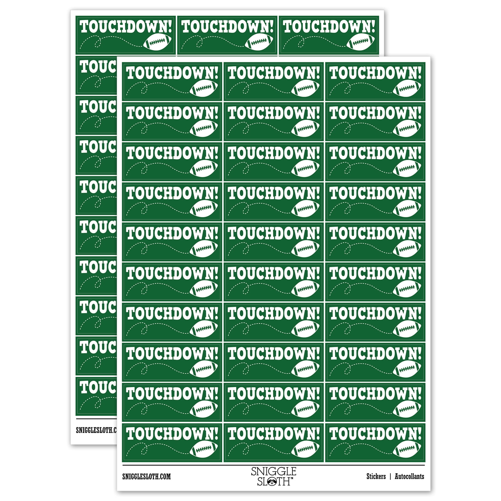 Touchdown Football Teacher Student School Sticker Set - Dark Green ...