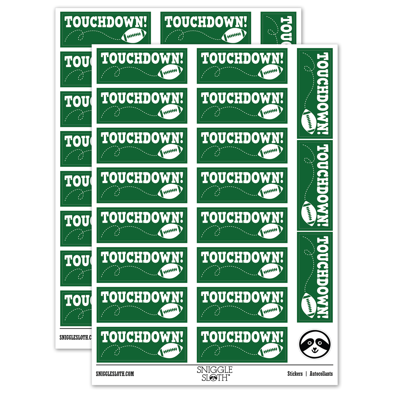 Touchdown Football Teacher Student School Sticker Set - Dark Green ...