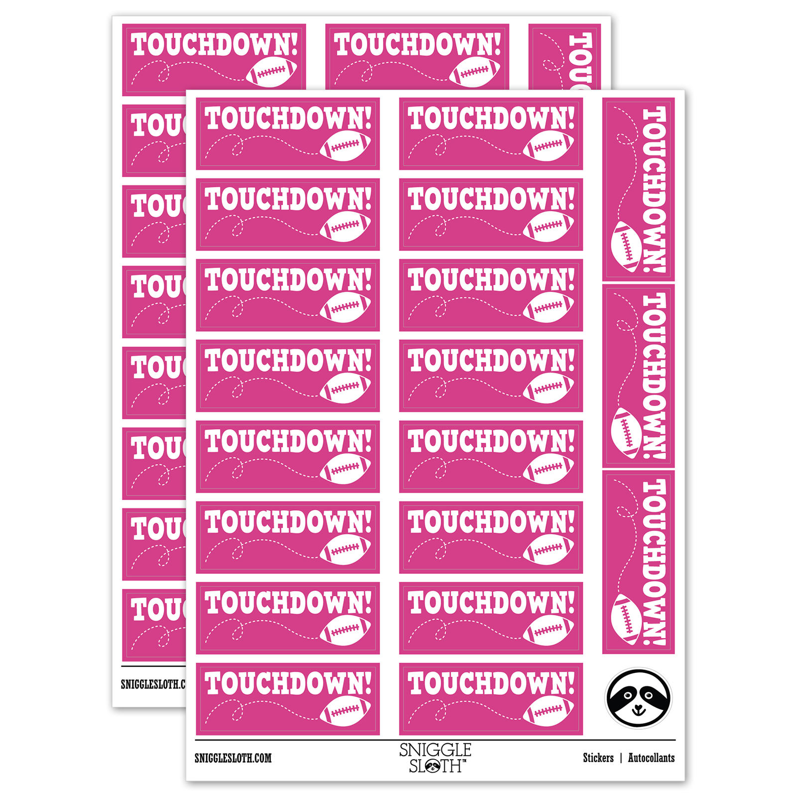 Touchdown Football Teacher Student School Sticker Set - Hot Pink ...