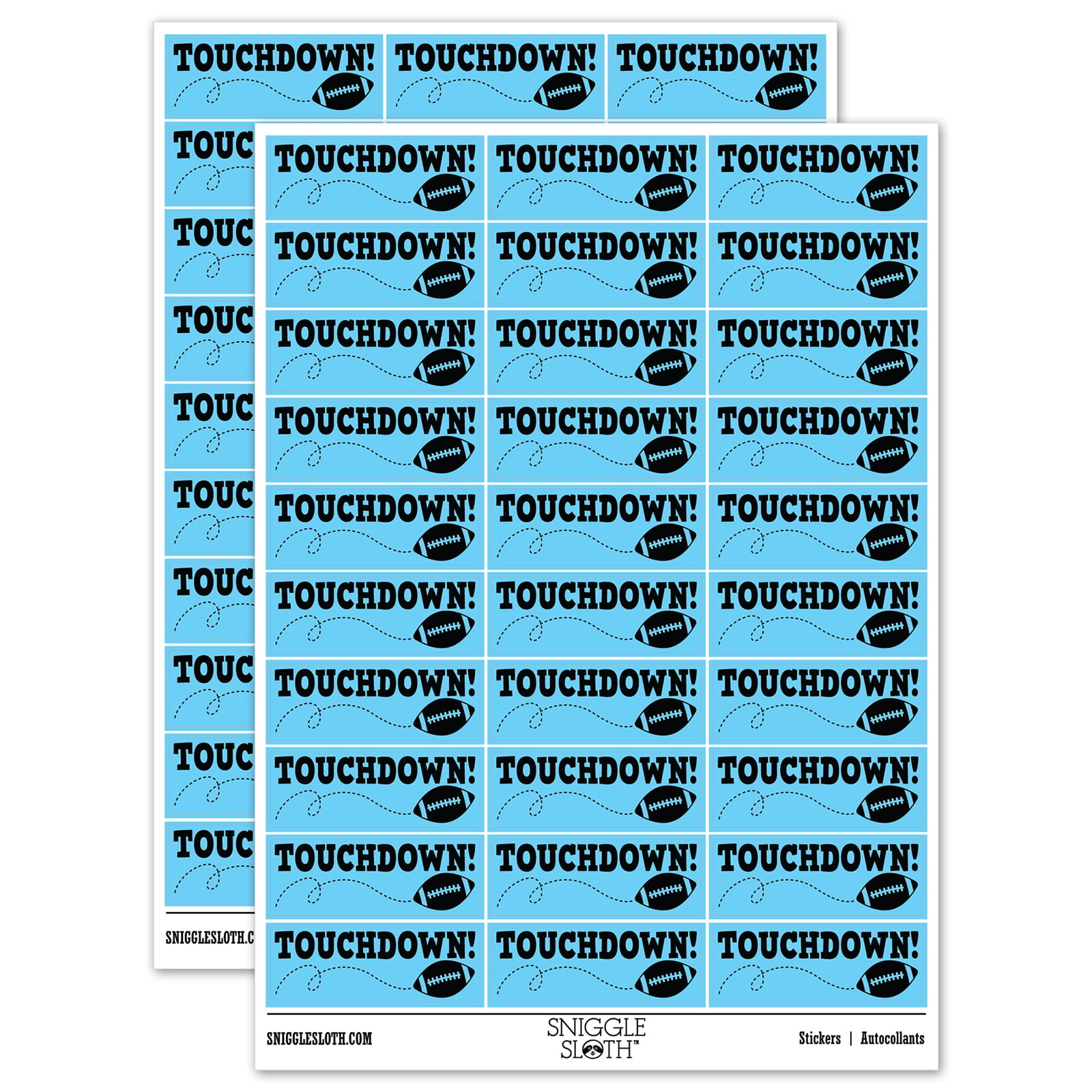 Touchdown Football Teacher Student School Sticker Set - Light Blue ...