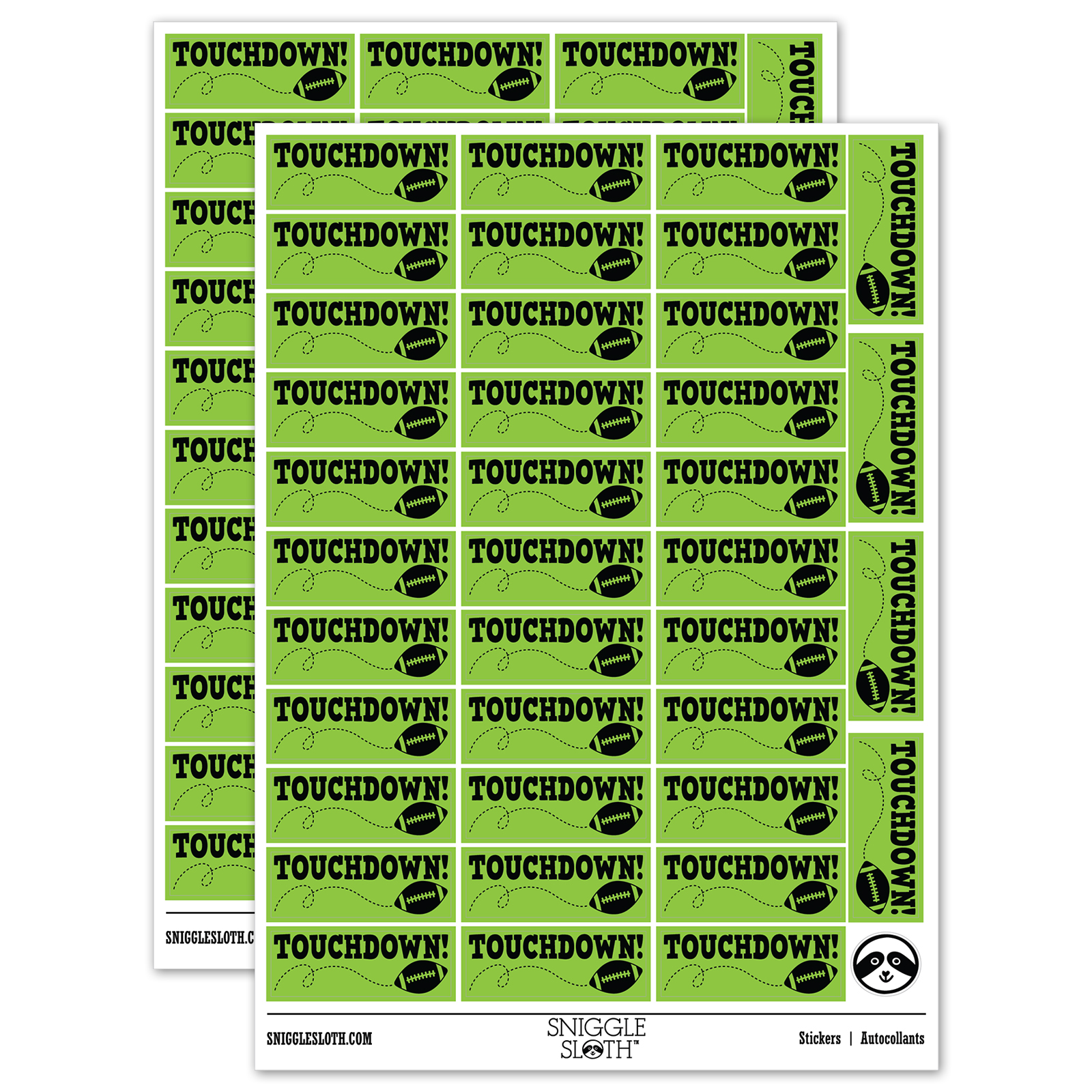 Touchdown Football Teacher Student School Sticker Set - Light Green ...