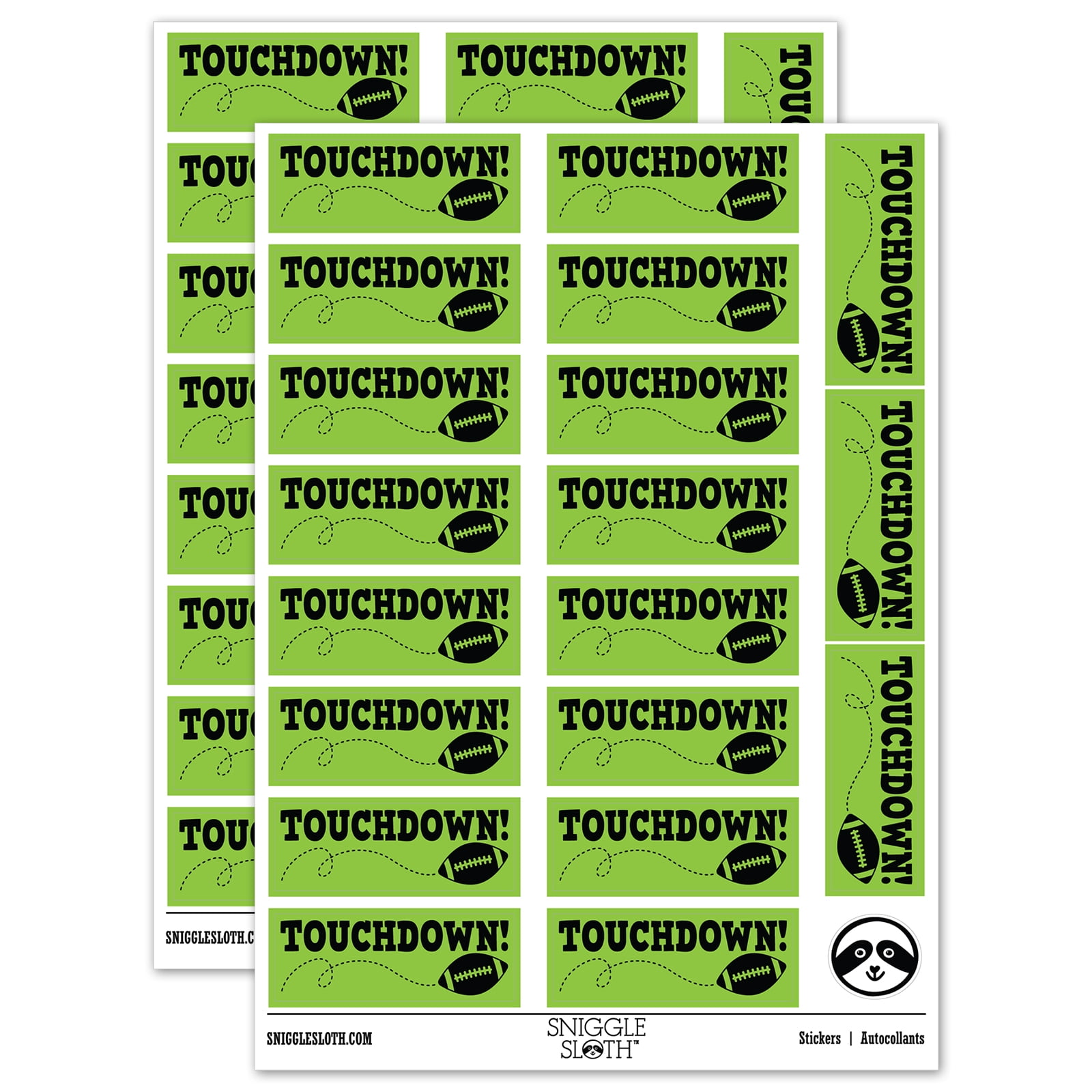 Touchdown Football Teacher Student School Sticker Set - Light Green ...