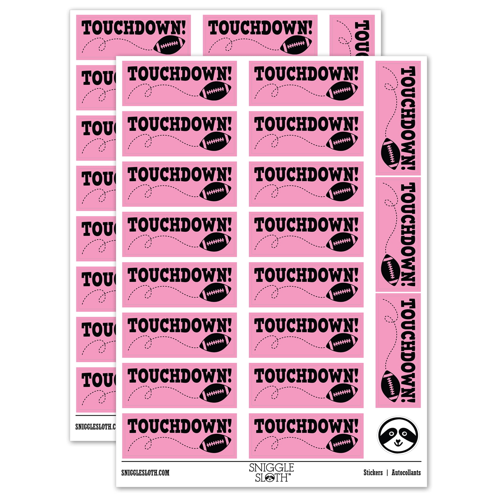 Touchdown Football Teacher Student School Sticker Set - Light Pink ...