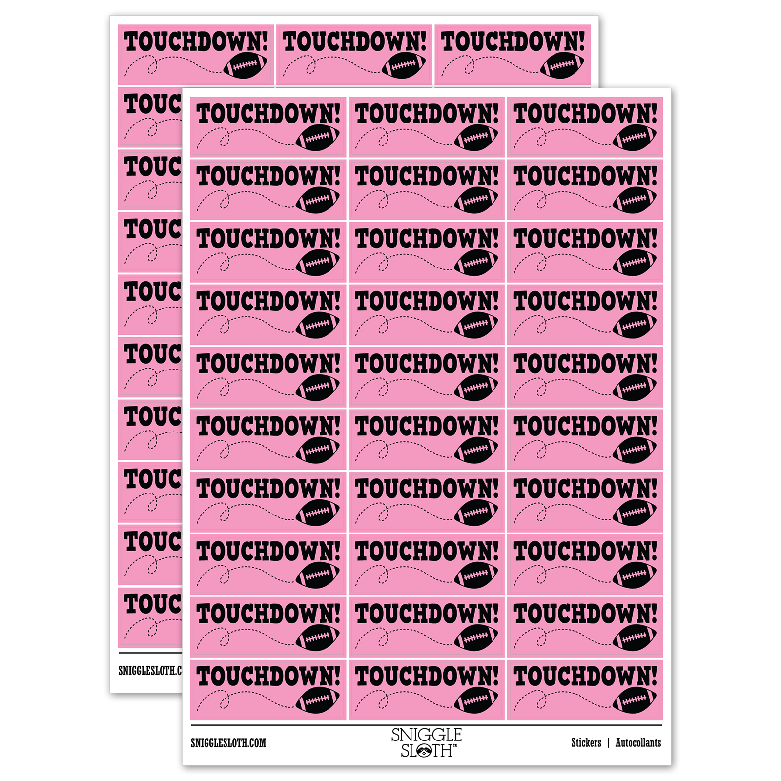 Touchdown Football Teacher Student School Sticker Set - Light Pink ...