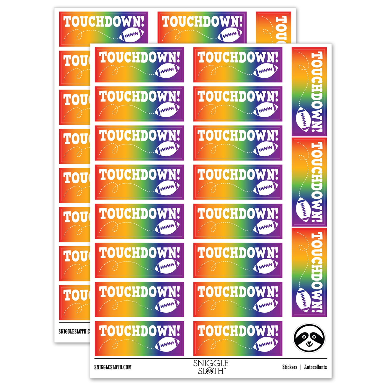 Touchdown Football Teacher Student School Sticker Set - Rainbow - Matte ...