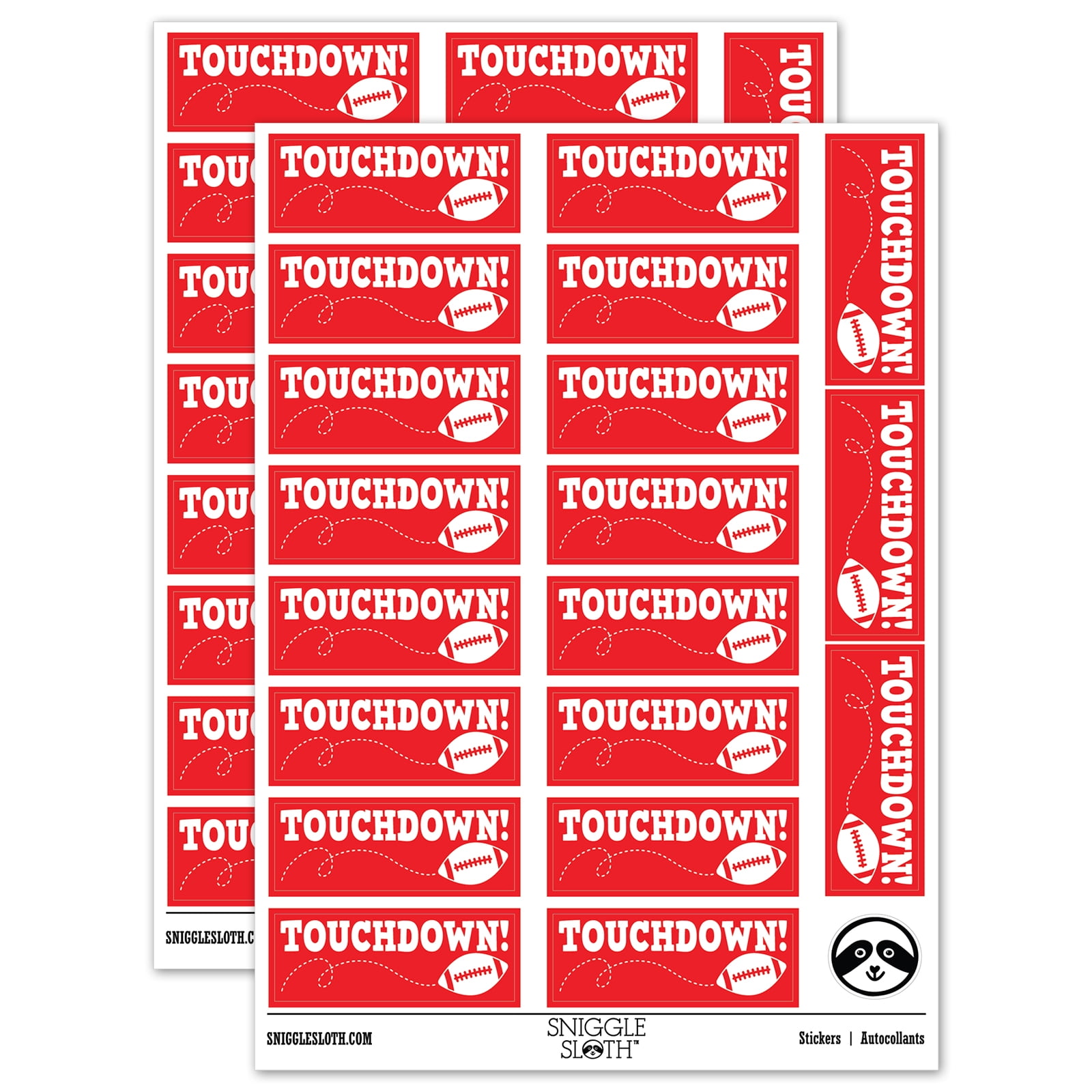 Touchdown Football Teacher Student School Sticker Set - Red - Matte ...