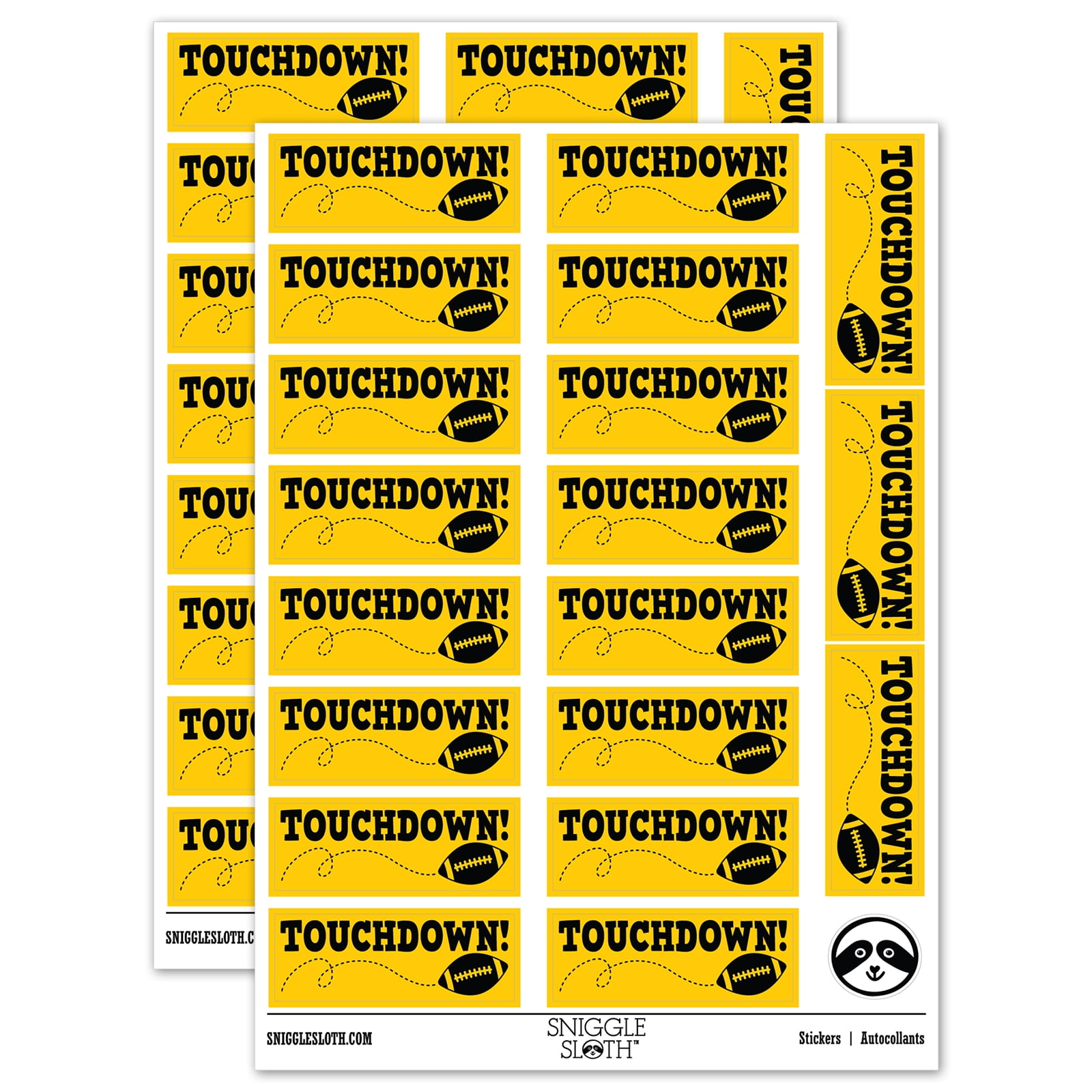 Touchdown Football Teacher Student School Sticker Set - Yellow - Gloss ...