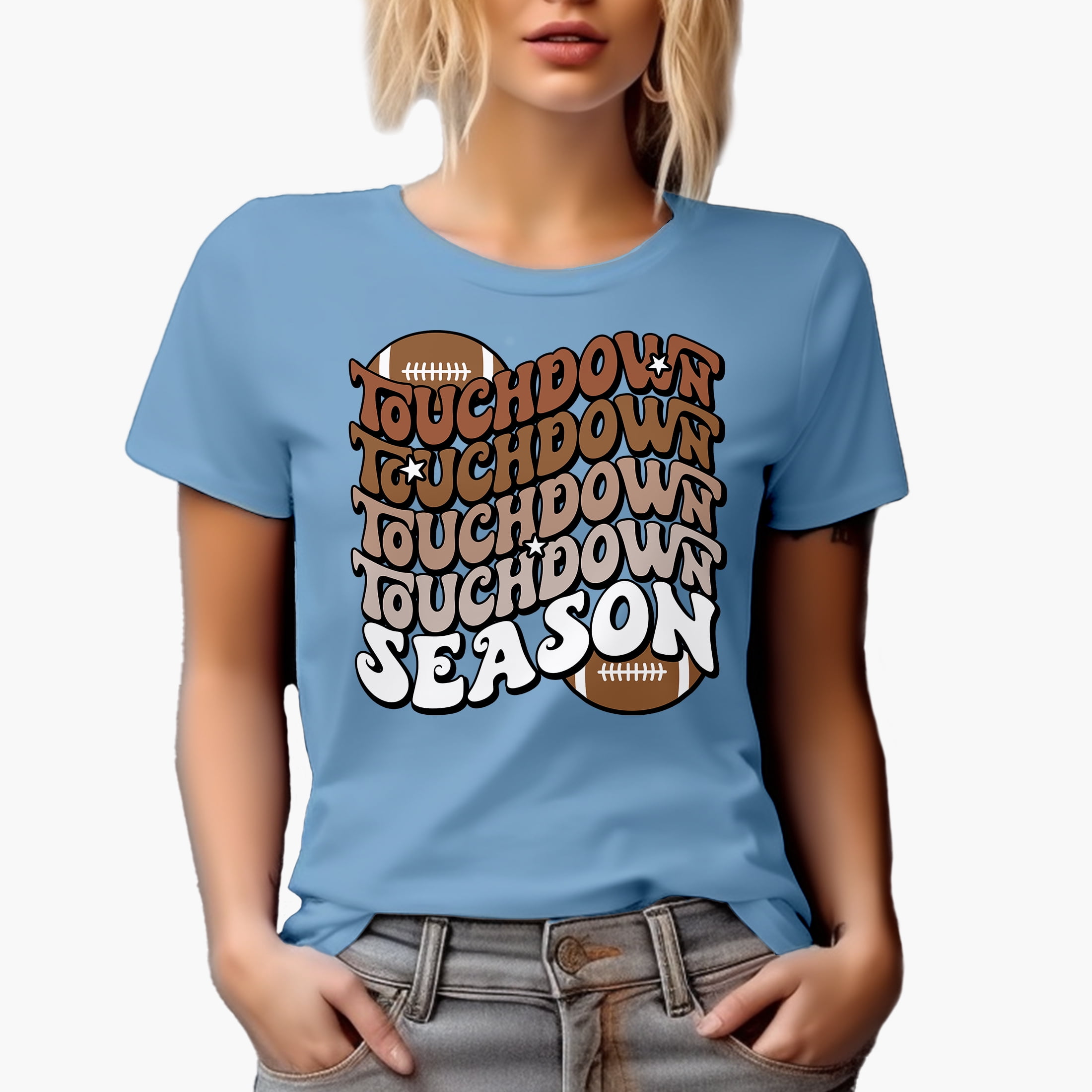 Touchdown Season, Football Themed, Groovy Retro Wavy Text Merch Gift ...