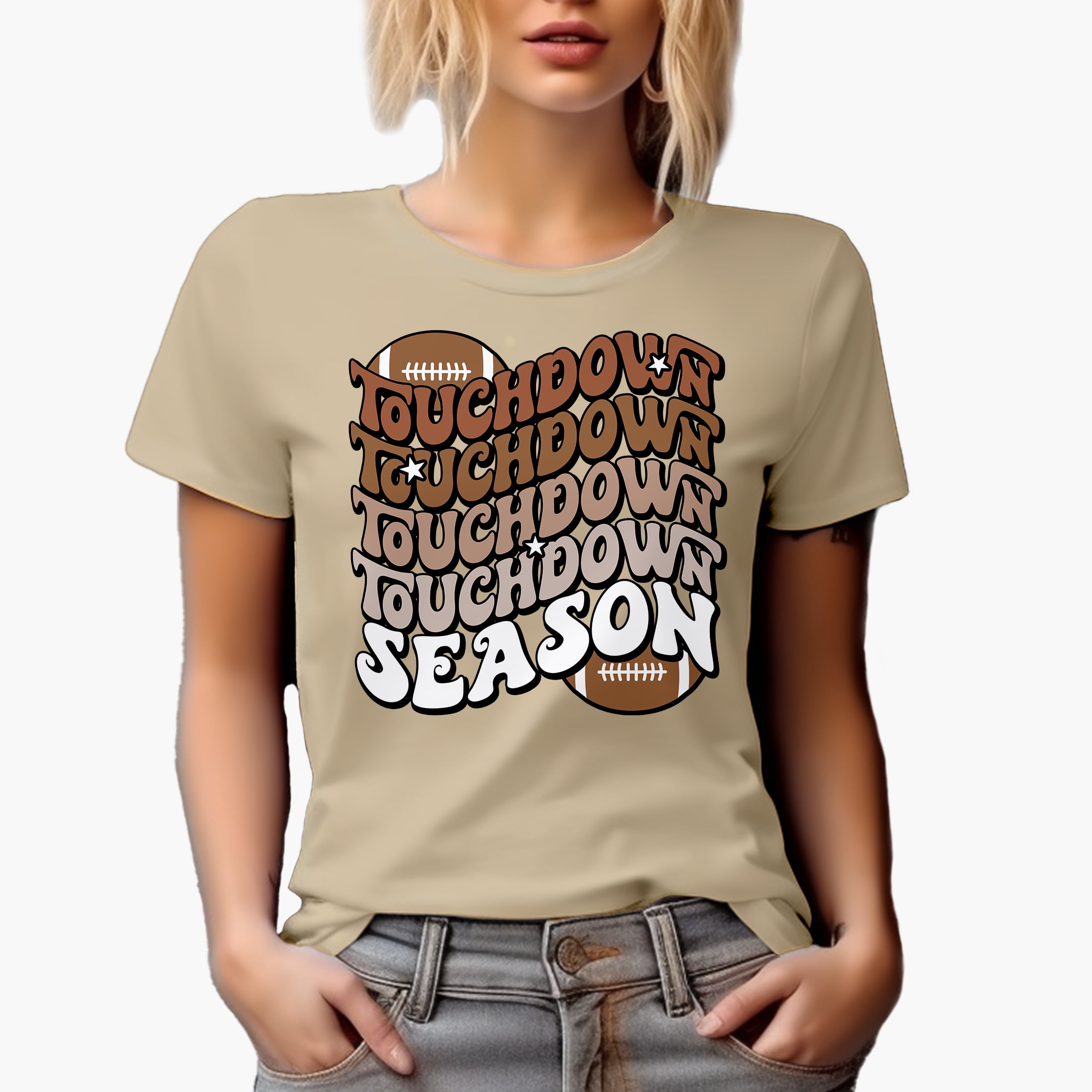 Touchdown Season, Football Themed, Groovy Retro Wavy Text Merch Gift ...
