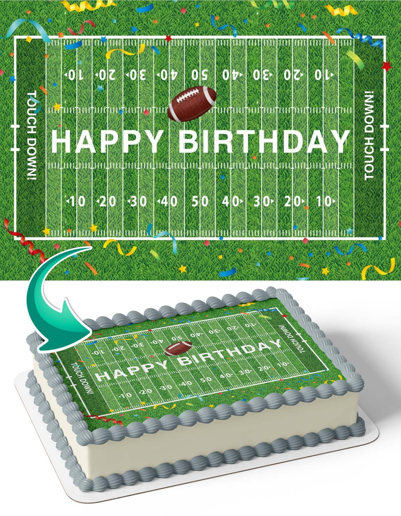 Touchdown Super Bowl Edible Image Cake Topper Personalized Birthday ...