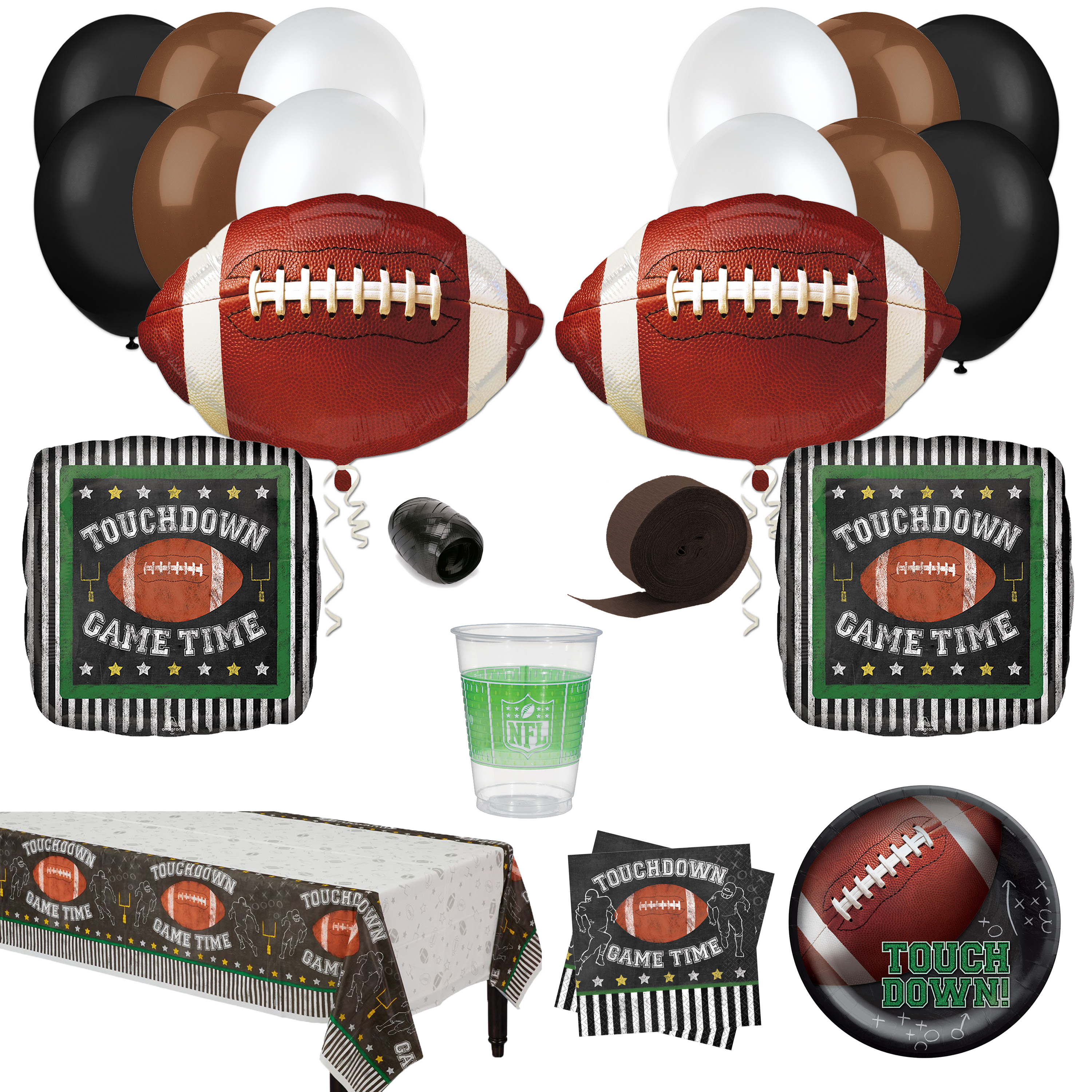 Touchdown Vintage Game Time Supply 18 Guests 87pc Party Pack, Black ...