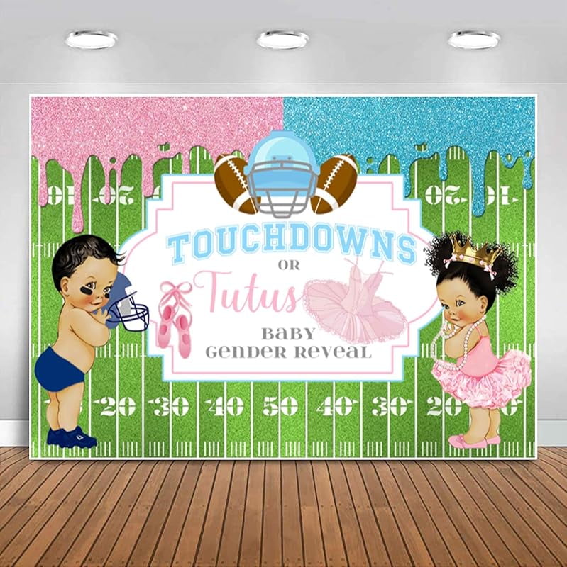 Touchdowns or Tutus Baby Gender Reveal Backdrop Boy or Girl Photography ...