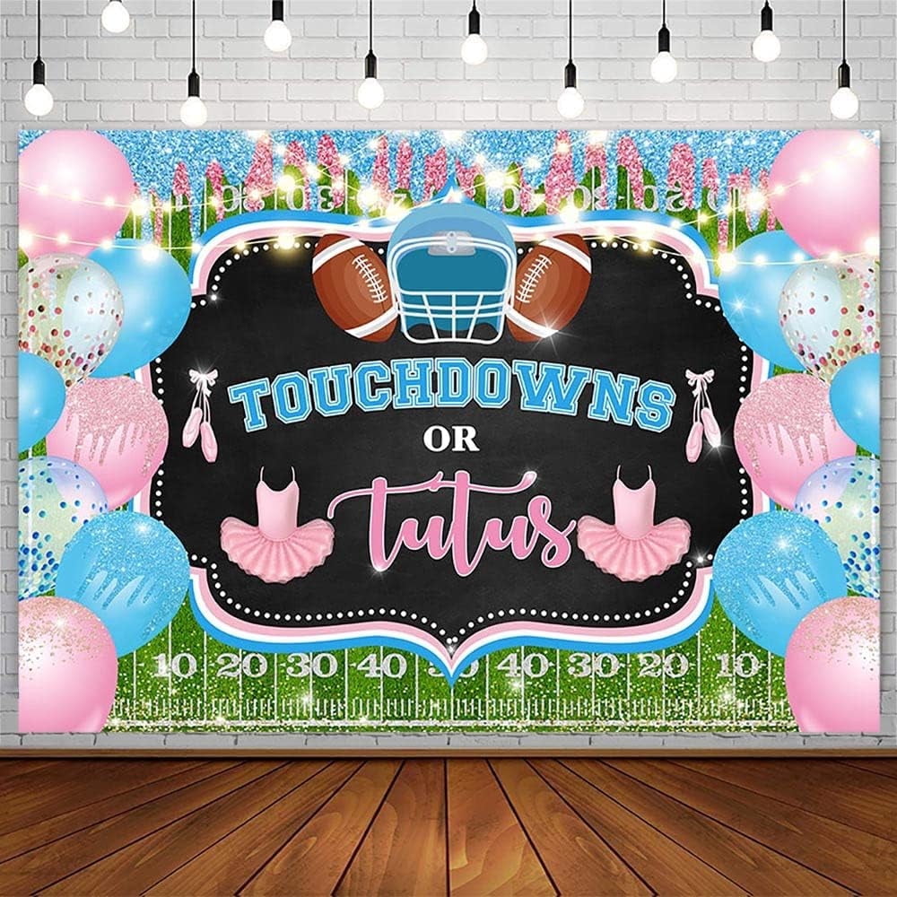 Touchdowns or Tutus Gender Reveal Backdrop American Football Pregnant ...