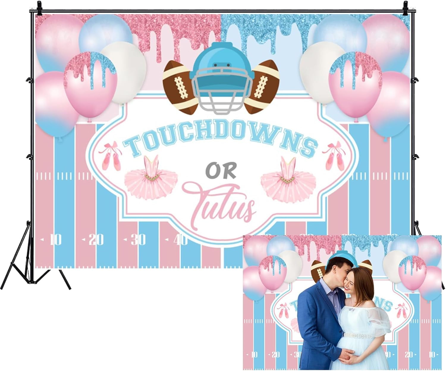 Touchdowns or Tutus Gender Reveal Backdrop American Football Theme ...