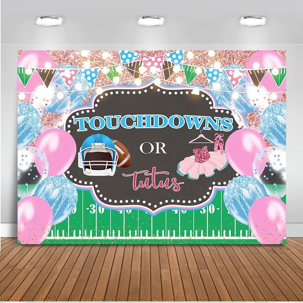 Touchdowns or Tutus Gender Reveal Backdrop American Football Theme ...