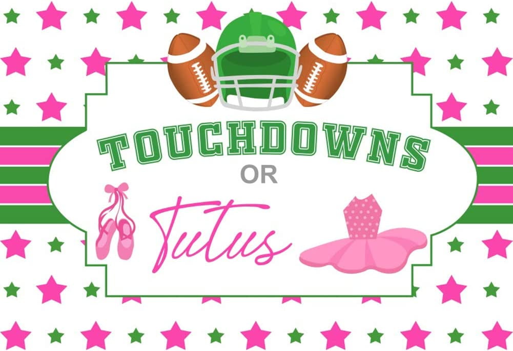 Touchdowns or Tutus Gender Reveal Backdrop Rugby Skirt Pink and Green ...