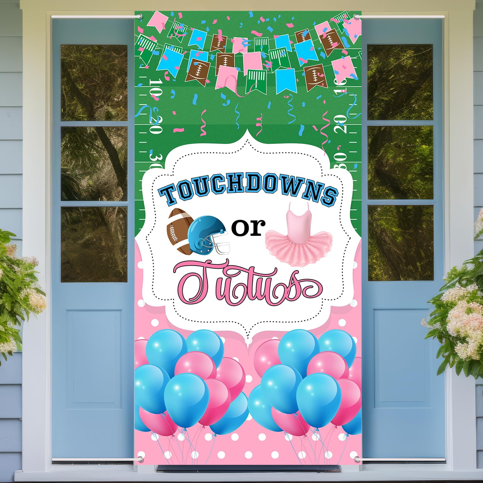 Touchdowns or Tutus Gender Reveal Door Banner, Football or Ballet Theme ...