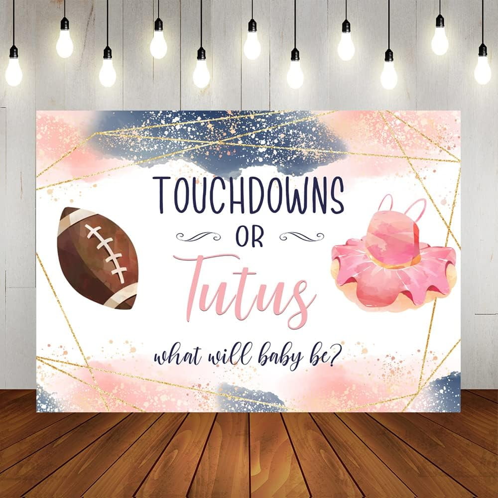 Touchdowns or Tutus Gender Reveal Party Beautiful Backdrop Boy or Girl ...
