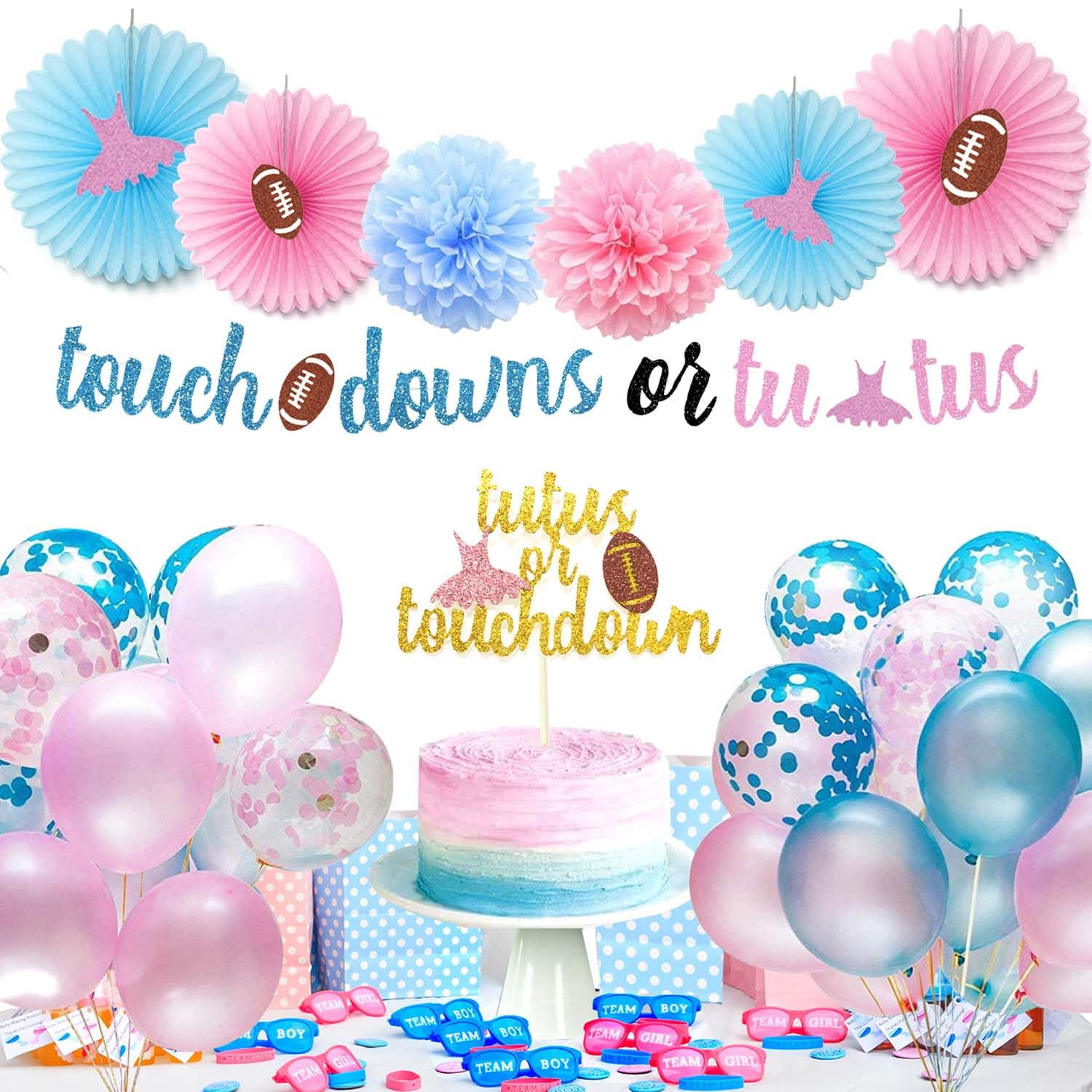 Touchdowns or Tutus Gender YYF14 Reveal Party Supplies Decorations ...