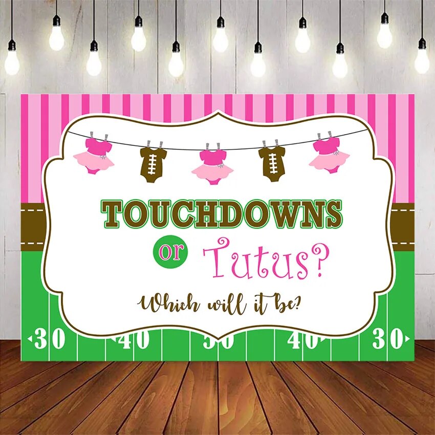 Touchdowns or tutus gender reveal party decortion supplies backdrop ...