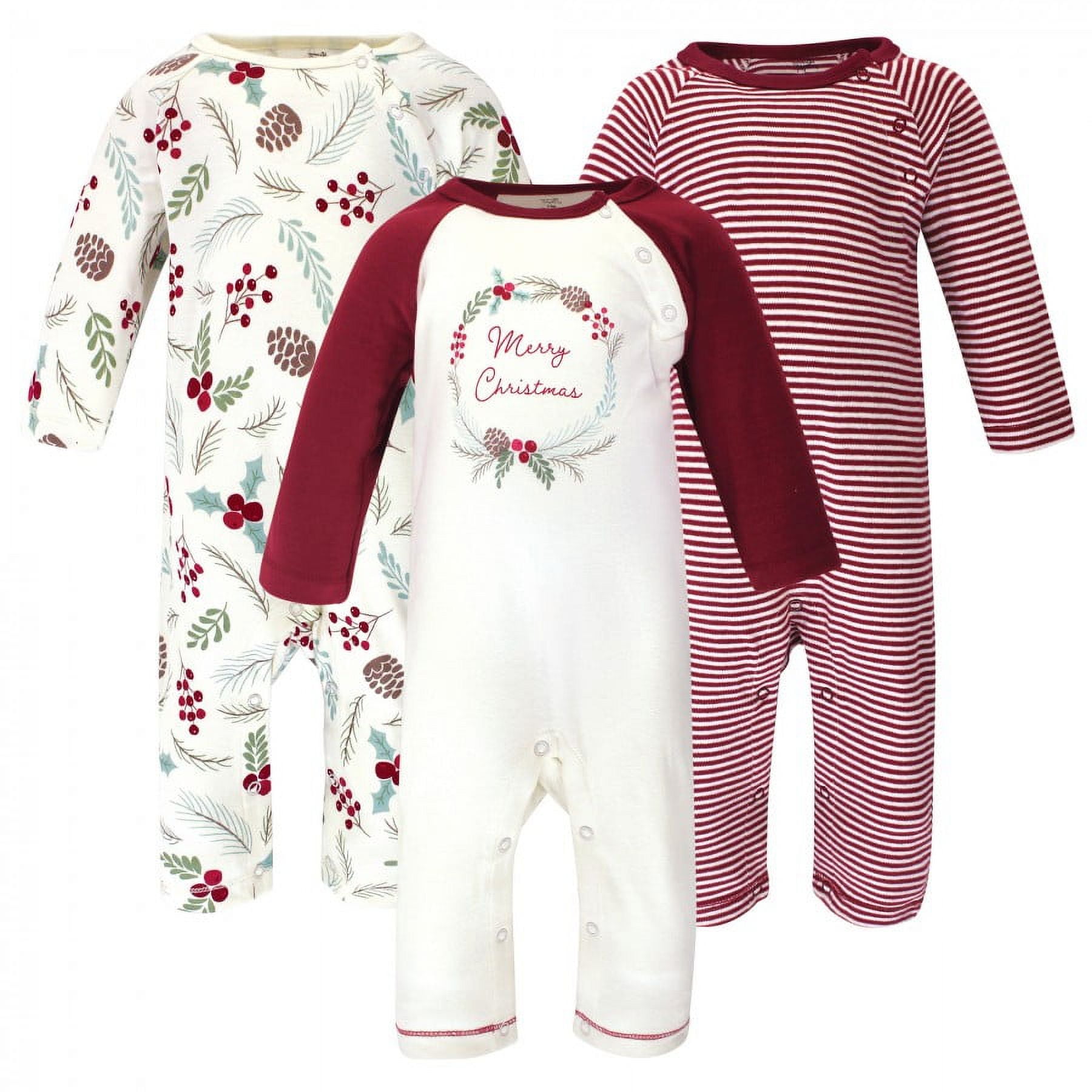Touched by Nature Baby Girl Organic Cotton Coveralls 3pk, Holly Berry ...