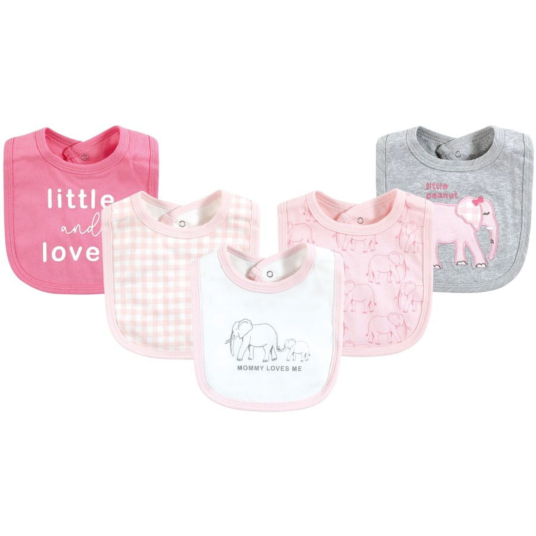 Touched by Nature Infant Girl Organic Cotton Bibs, Pink Peanut, One ...