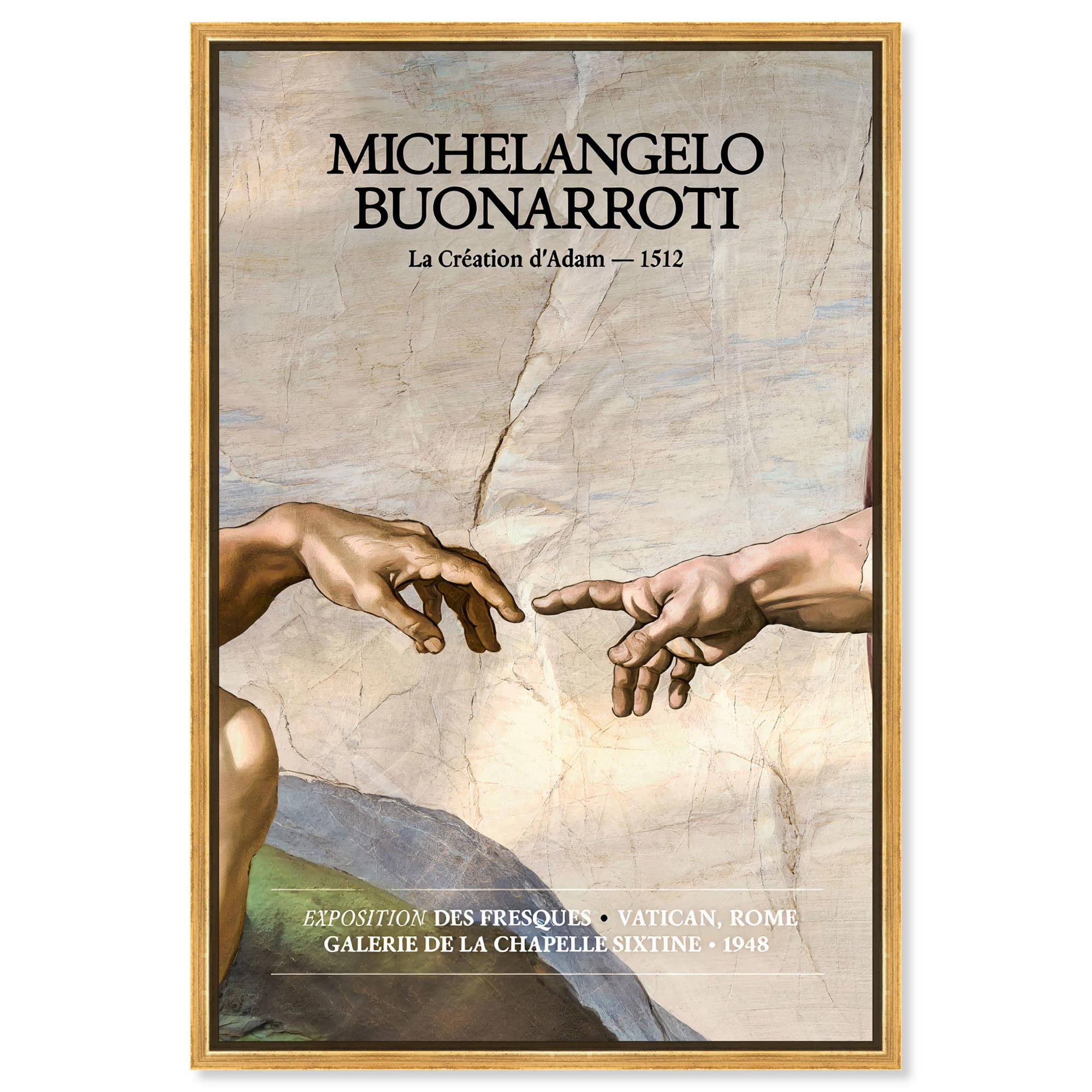 Touching Fingers Canvas Classic Art Posters by Art Remedy, Gold Frame ...