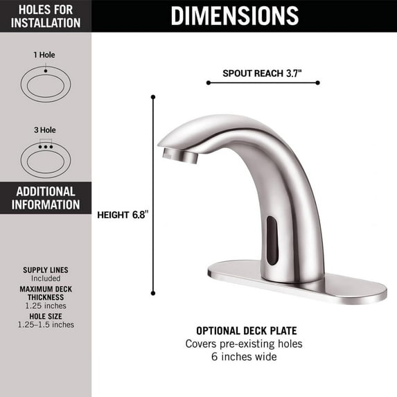 Touchless Bathroom Sink Faucet - Automatic Motion Sensor Restroom ...