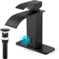 Touchless Bathroom Sink Faucet, Automatic Sensor Matte Black Waterfall ...