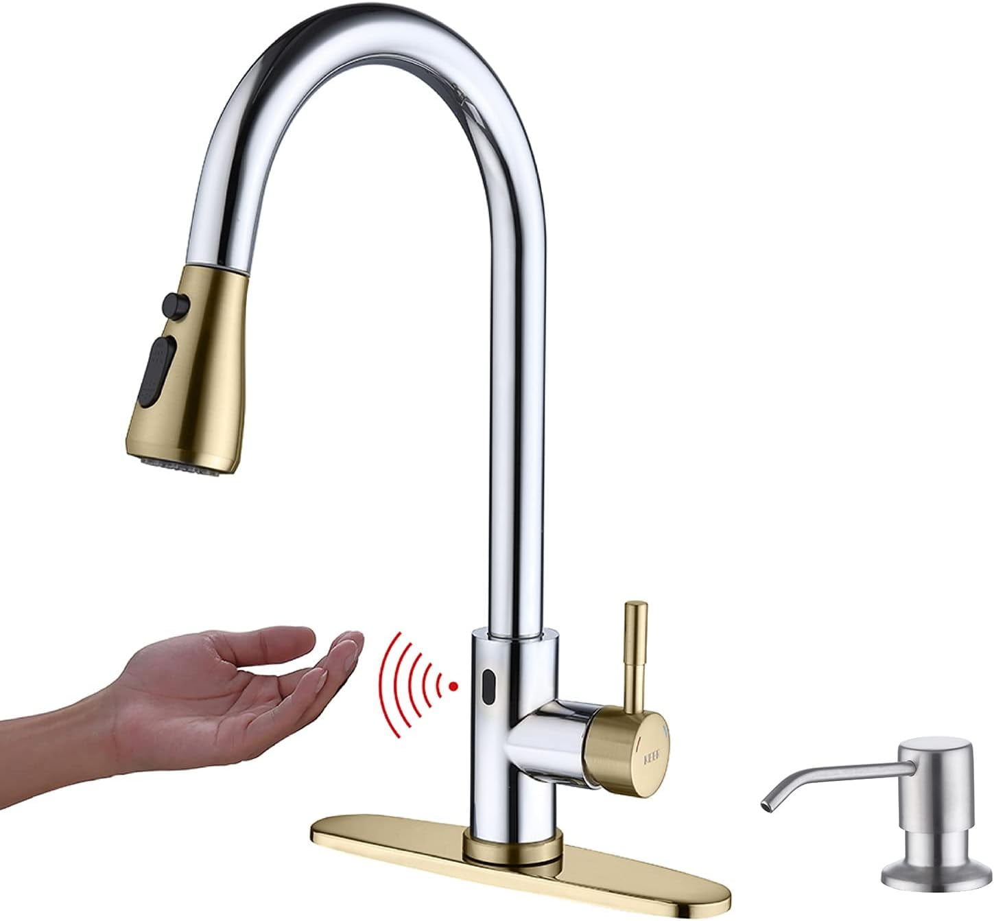 Touchless Kitchen Faucet with Pull Down Sprayer, Motion Sensor Kitchen ...