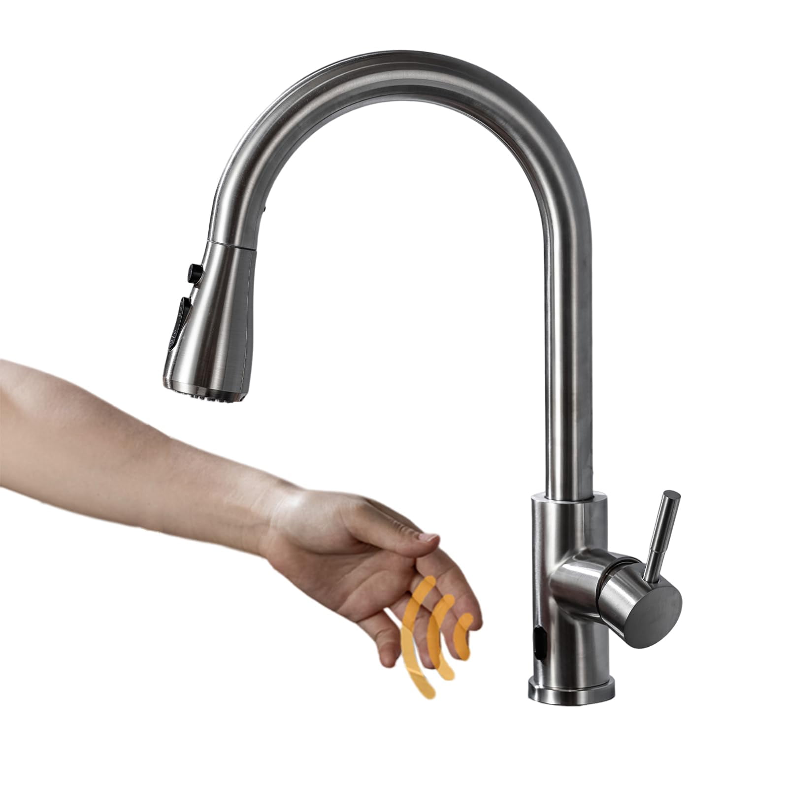 Touchless Kitchen Faucet With Pull Down Sprayer Brushed Nickel Kitchen ...