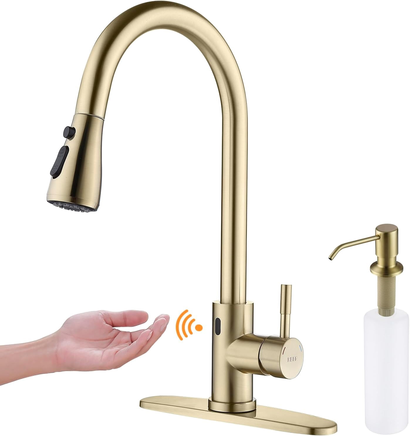Touchless Kitchen Faucet with Pull Down Sprayer, Motion Sensor Kitchen ...