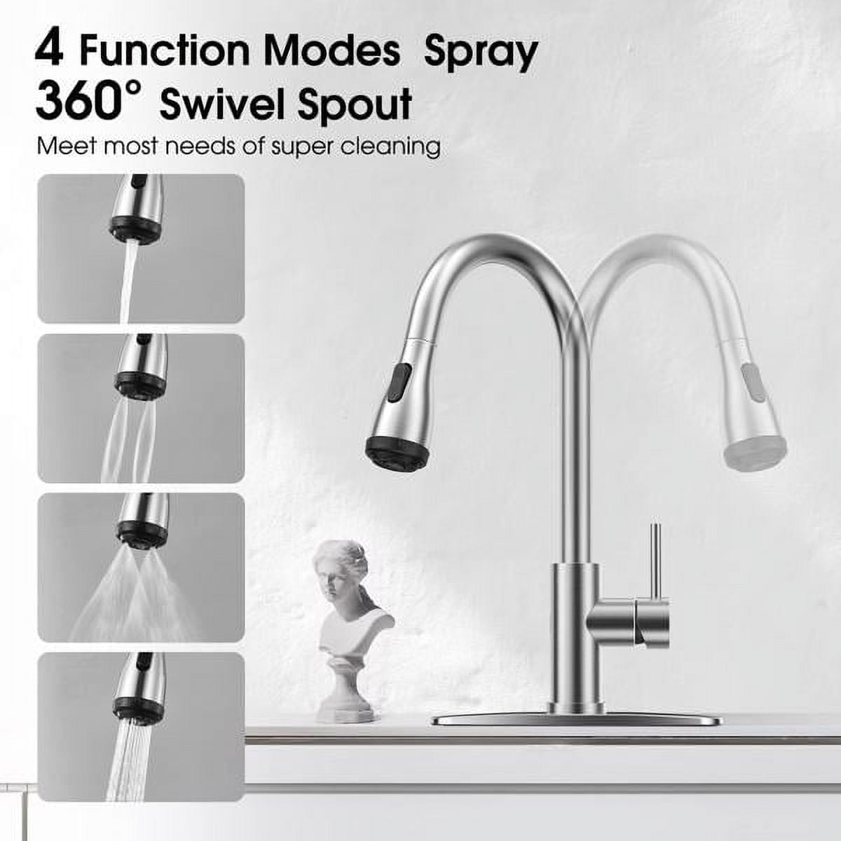 Touchless Kitchen Faucet-Smart Kitchen Sink Faucet sensor, 4Mode Pull ...