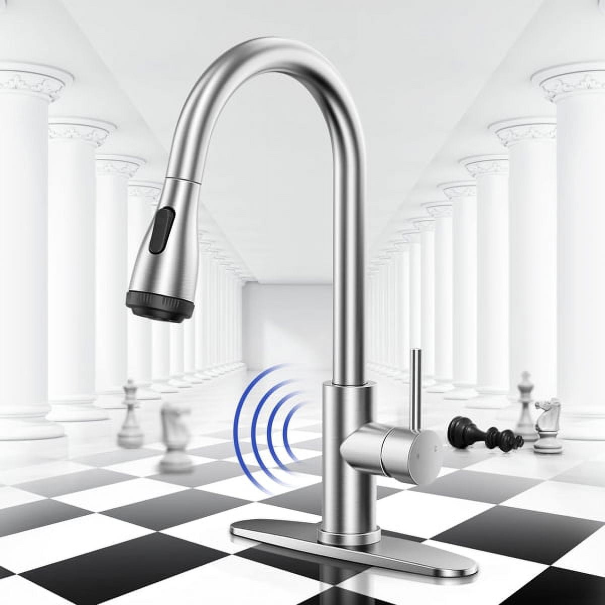 Touchless Pull Out Spray Kitchen Faucet, Smart Sensor, 4Mode Sprayer ...