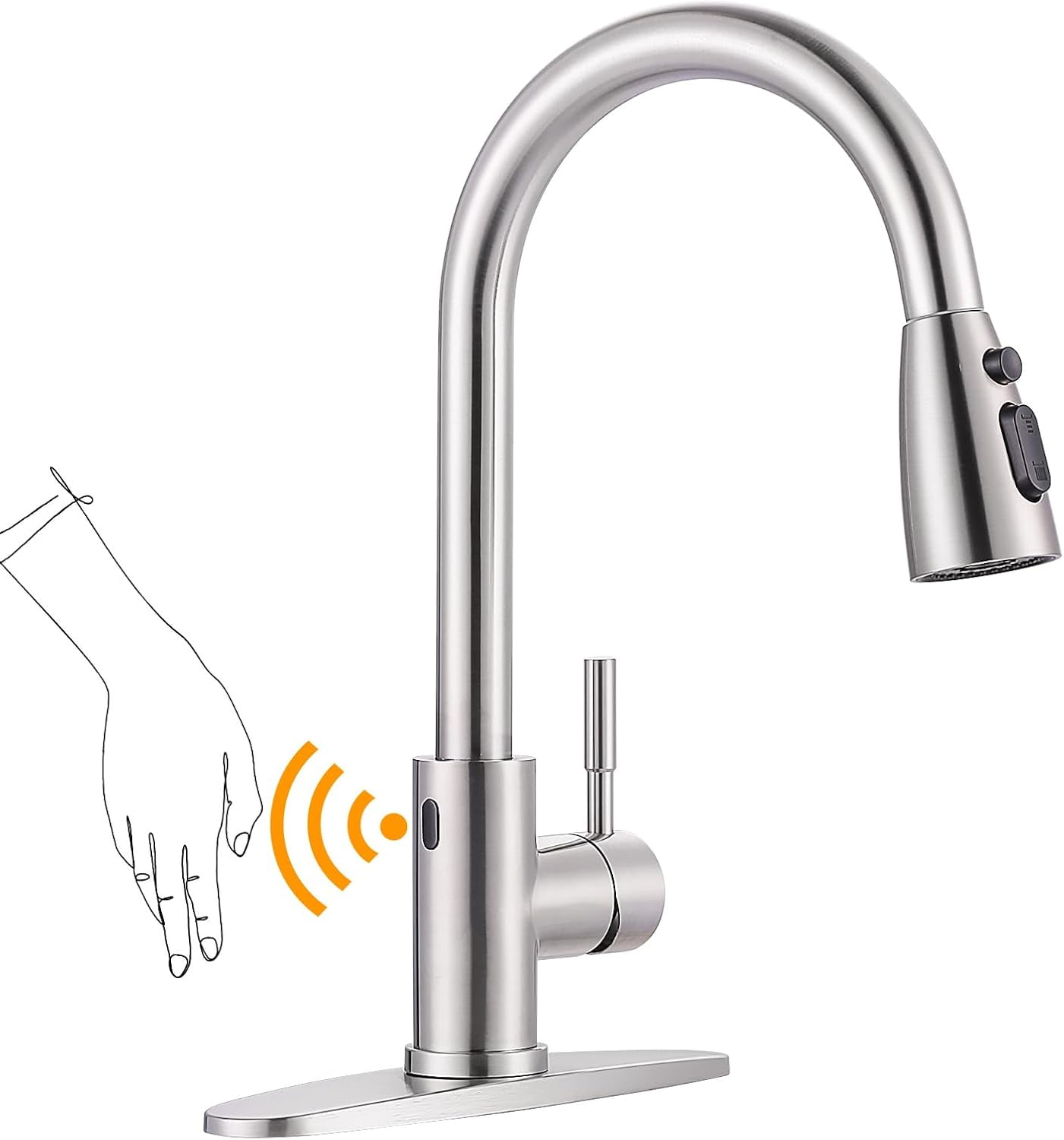 Touchless Kitchen Faucet Stainless Steel: Smart Motion Sensor Kitchen ...
