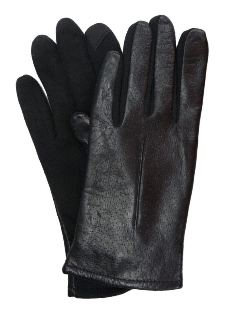 Touchpoint Womens Dimpled Black Leather Tech & Text Smart Gloves L/XL ...