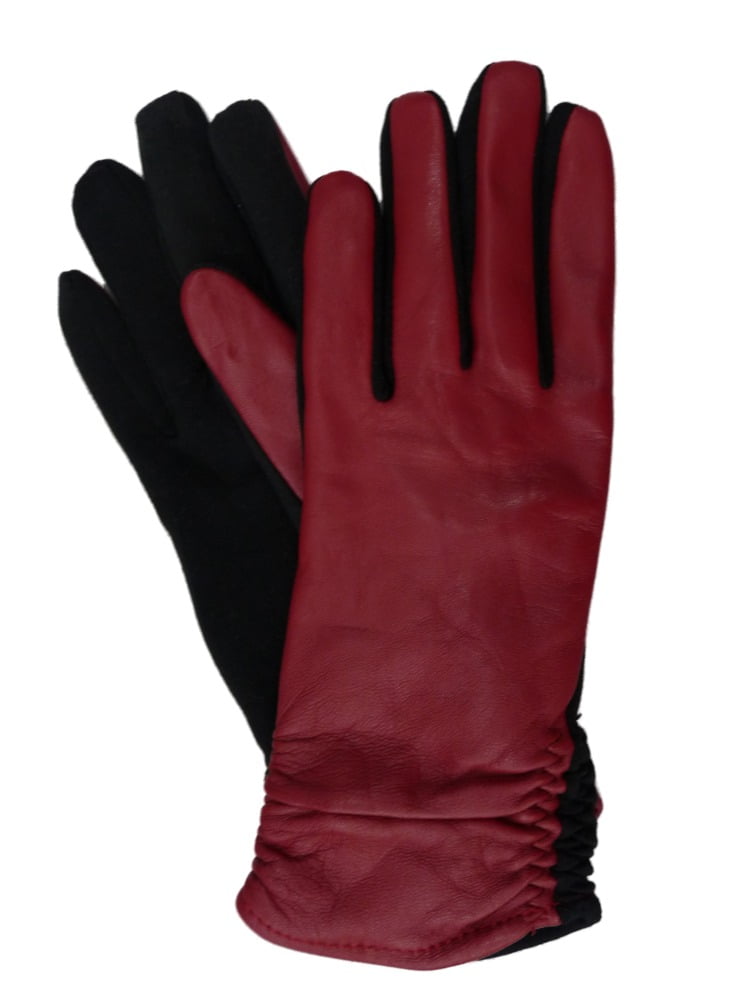 Touchpoint Womens Ruched Red Leather Tech & Text Smart Gloves S/M ...