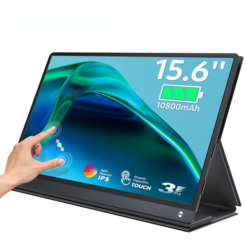 Touchscreen Battery Portable Monitor 15.6" HDR 1080P FHD USB C W/Smart ...