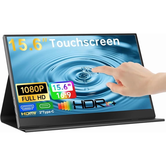 Touchscreen Portable 15.6-Inch, 1080P FHD IPS Display with Case, & -C ...