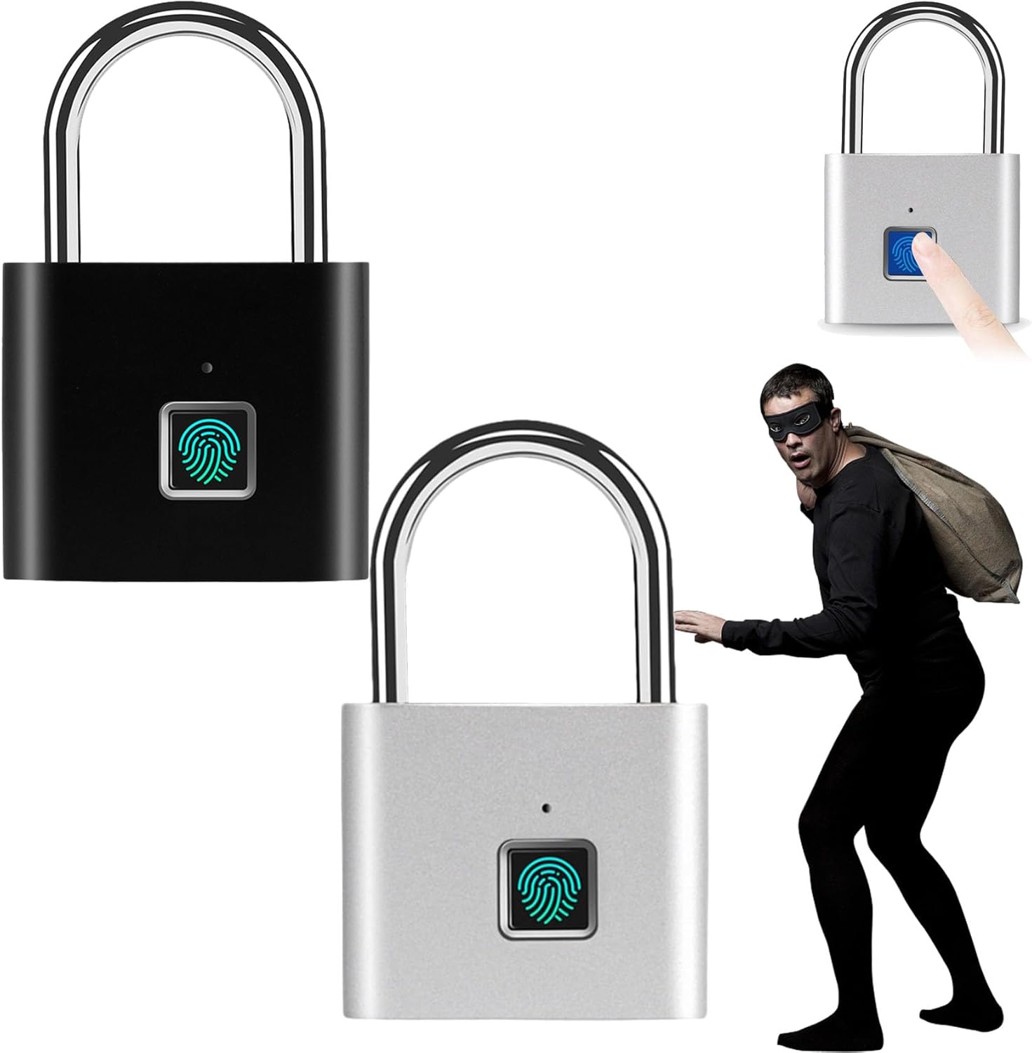 Touchtanium Fingerprint Padlock, Can Record 20 Fingerprints, Fingerprint Smart Padlock Lock ...