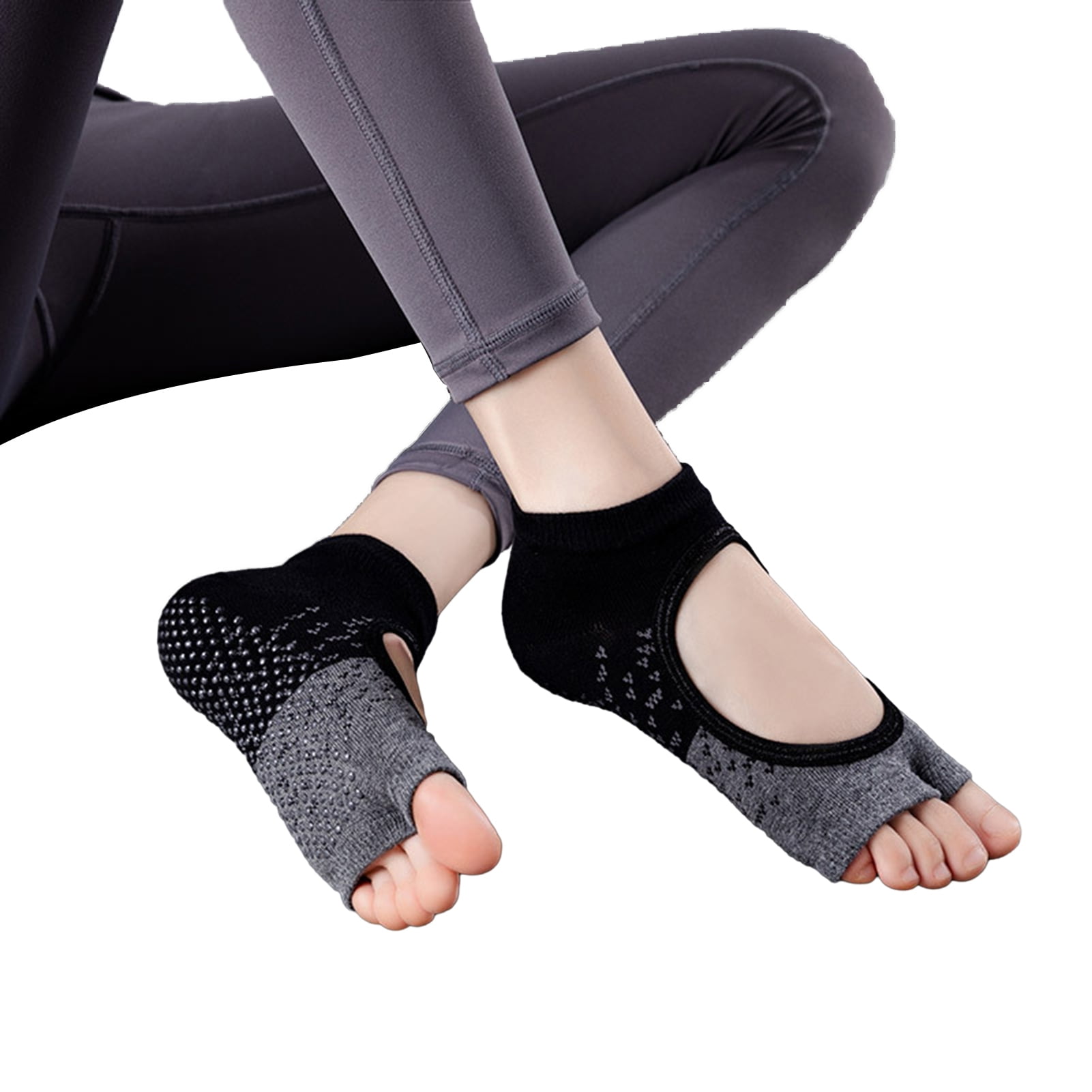 Toudaret 1 Pair Toeless Non-slip Grip Socks,Pilates Socks Women Yoga ...