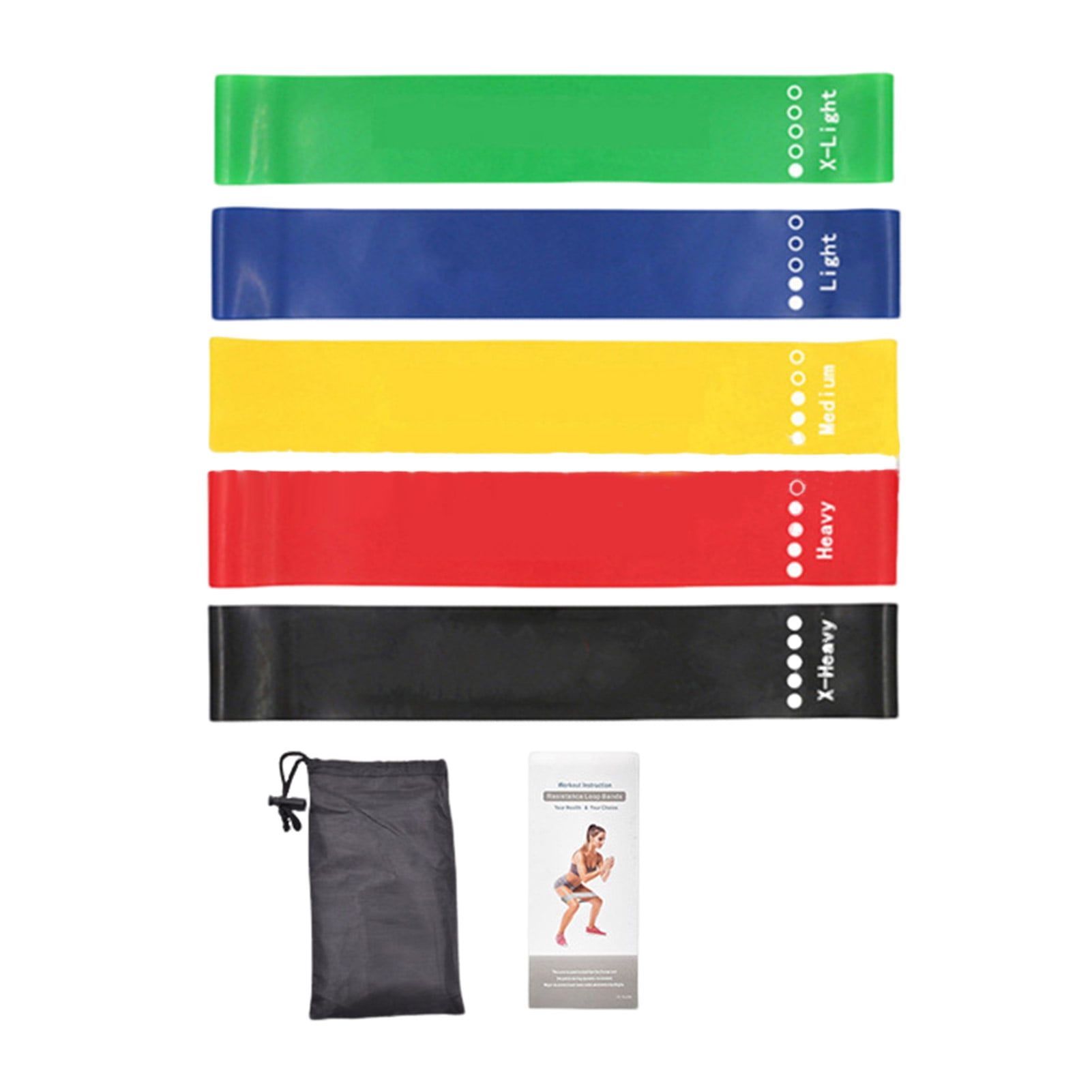 Toudaret 5Pcs Yoga Resistance Band 5/10/20/30/40LB Exercise Loop Band ...