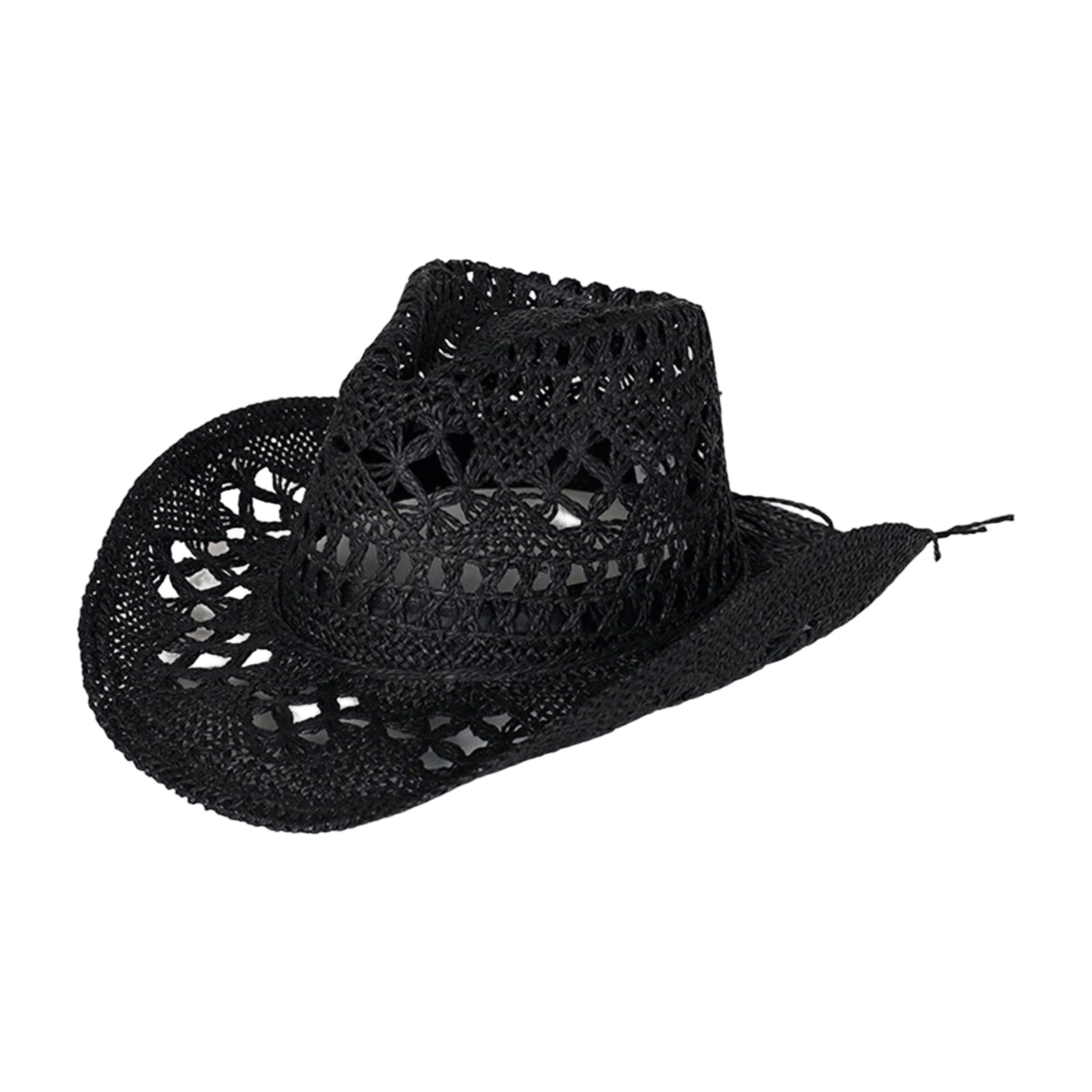 Toudaret Straw Beach Cowboy Hat for Women Shapeable Brim Western ...