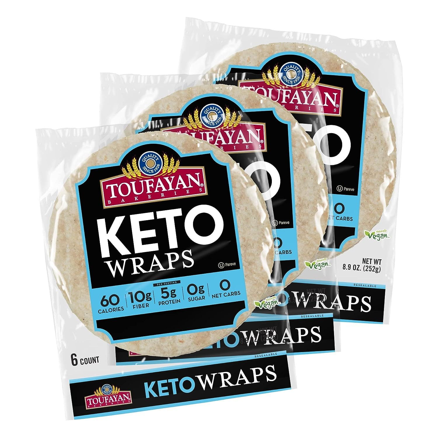 Toufayan KETO Wraps | Low Carb | High Fiber and Protein | No Sugar (3 ...