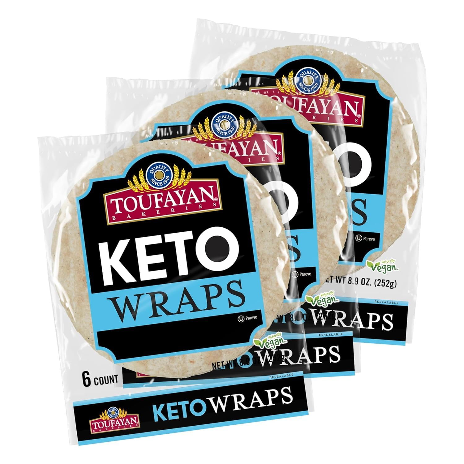 Toufayan KETO Wraps | Zero Net Carbs, No Sugar, High Fiber (3 Pack, 18 ...