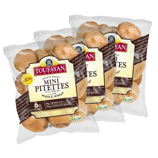 Toufayan Whole Wheat Mini Pitettes | Bite Size Pita Bread | Vegan ...